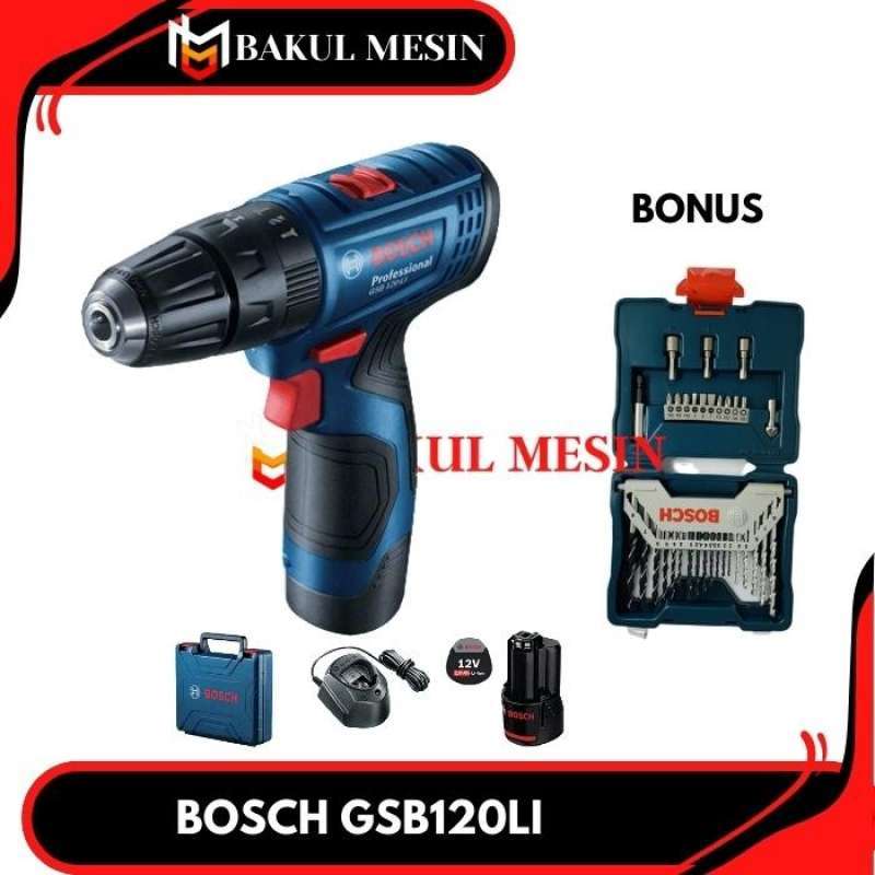 Promo Cordless Bosch Gsb 120 Li Mesin Bor Baterai + Assesoris Gsb120Li ...