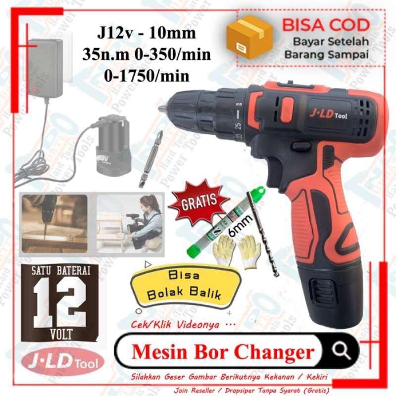 Promo Jld Cordless Driver Drill Mesin Bor Baterai Obeng Elektrik 12V ...