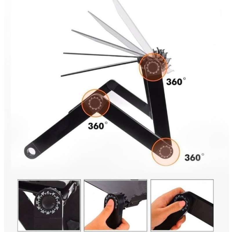Jual Meja Laptop Alumunium Portable Kipas Besar I Robot T6 Dp - Black ...