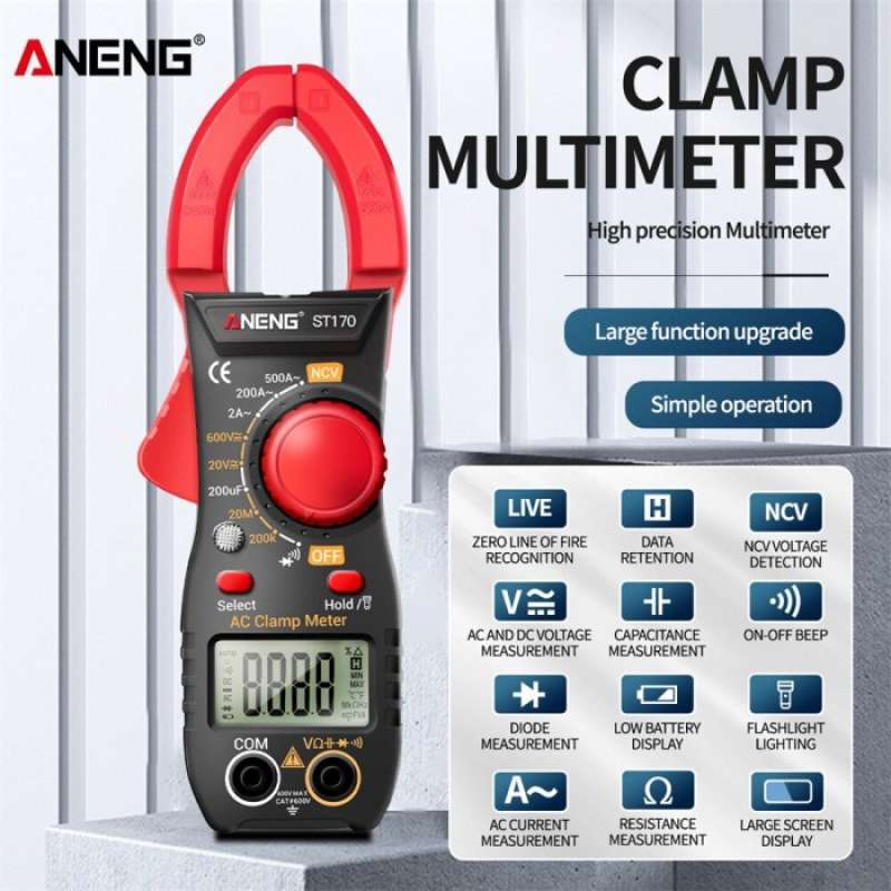 Promo ANENG ST170 Smart Clamp Meter Tang Ampere Mini DIode NCV Digital ...