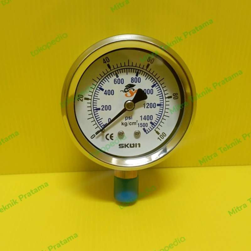Promo Manometer Pressure Gauge Stainless SKON 4 inchi 100 Bar / 1500 ...