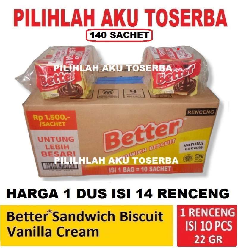 Jual Biskuit Roma Better Sandwich Biskuit -1 renceng isi 10 sachet x 22 ...