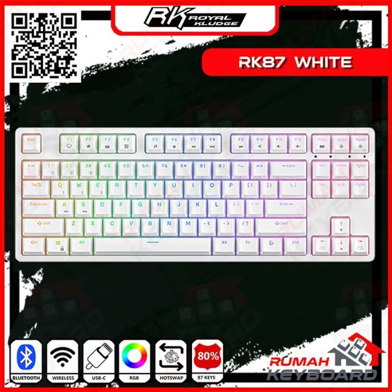 Promo ROYAL KLUDGE - RK87 - 3 MODE - RGB - WHITE - MECHANICAL KEYBOARD ...