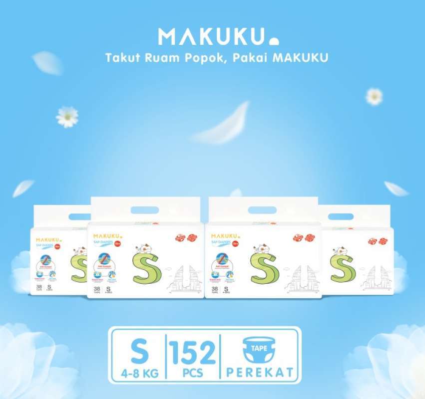 Promo [KARTON ISI 4] MAKUKU Air Diapers Slim Tape S38 x 4 Popok Perekat Bayi Diskon 33% di ...
