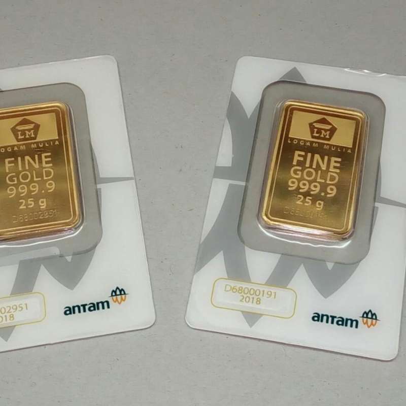 Jual Emas Batangan Antam, Lm Logam Mulia Antam 24 Karat, Fine Gold 25 ...