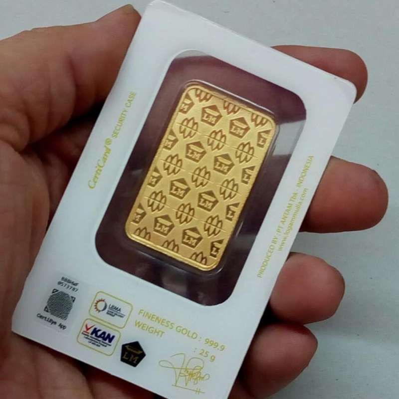 Jual Emas Batangan Antam, Lm Logam Mulia Antam 24 Karat, Fine Gold 25 ...