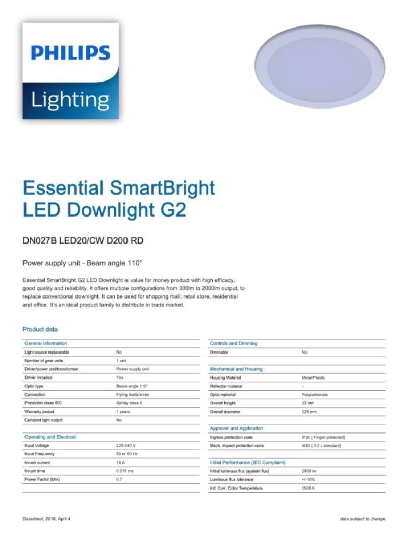 Jual Philips Downlight Led Dn027b Led20/nw D200 Naturan Di Seller ...