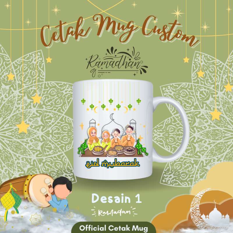 Promo Cetak Mug Custom Desain Edisi Idul Fitri Lebaran Tambah Nama Dan ...