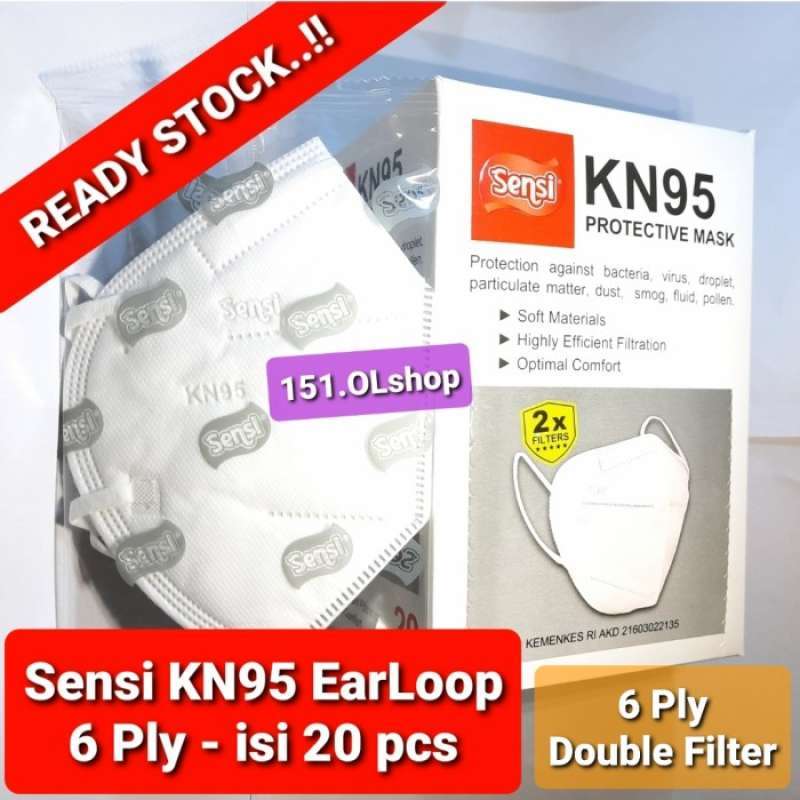 Promo MASKER SENSI KN95 EARLOOP 5PLY ISI 20 PCS Diskon 33% di Seller Nur Nur Toko - Tegal Parang ...