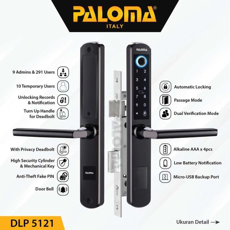 Jual Paloma Dlp 5121 Digital Lock Smart Slim Door Frame Aluminium Wifi ...