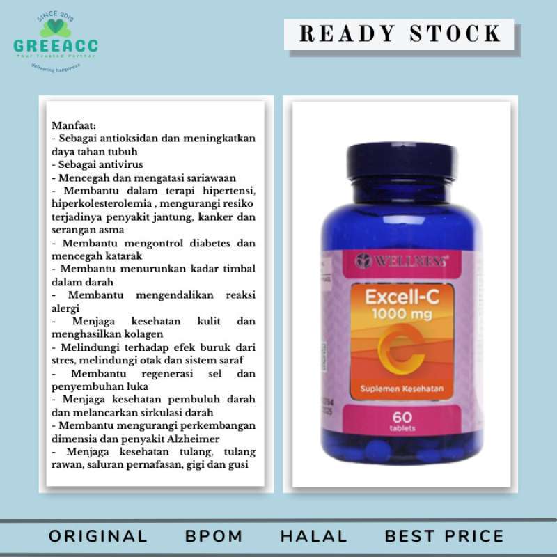 Jual Wellness Excell-c 1000 Mg 60 Tablet Excel Vitamin C 1000mg Di Seller Nur Nur Toko - Tegal ...