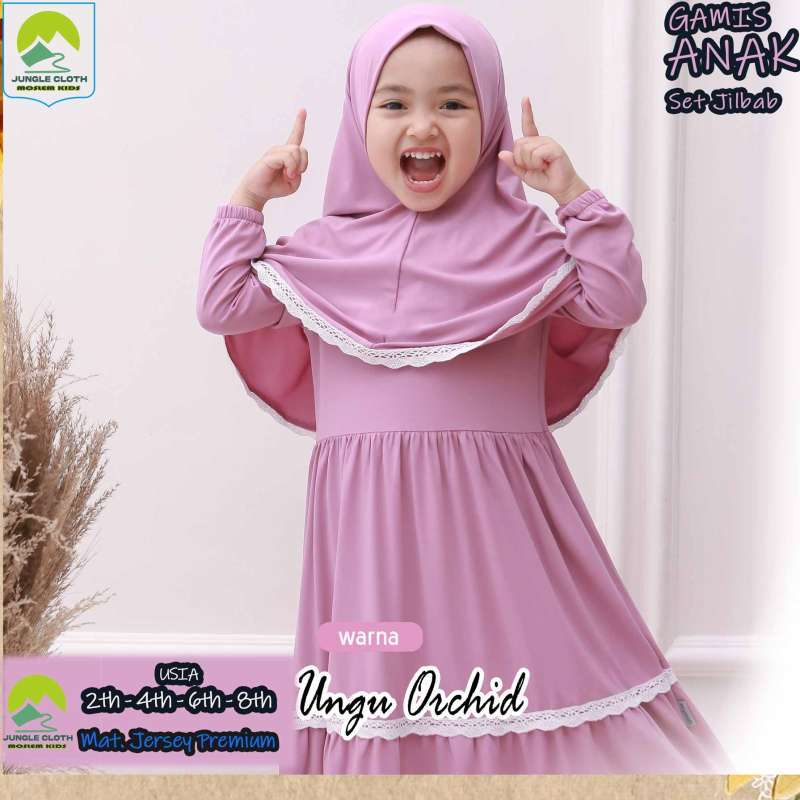 Jual Gamis Anak Rendan Jersey Premium Set Hijab Usia 2-9 Tahun ...
