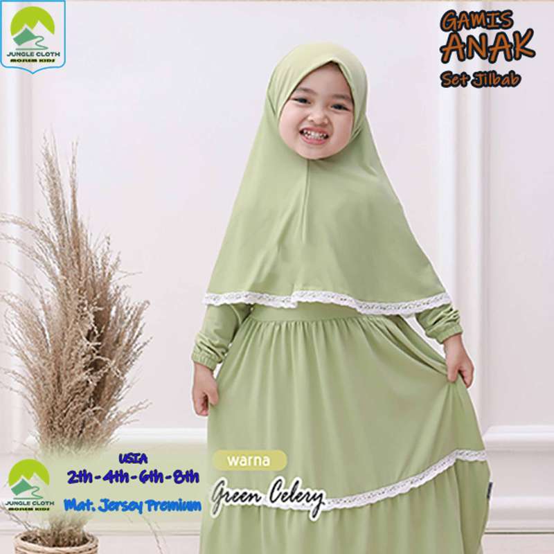 Jual Gamis Anak Rendan Jersey Premium Set Hijab Usia 2-9 Tahun ...