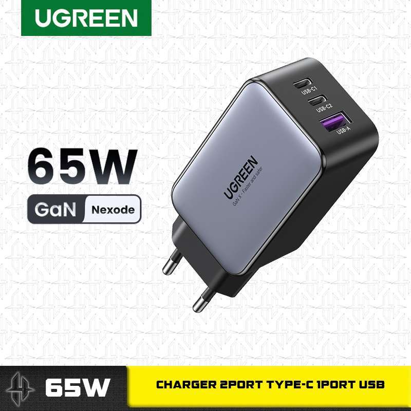 Jual Ugreen 10335 Kepala Charger Adaptor 3-port Nexode Gan 65w Super Fast Charging Di Seller ...