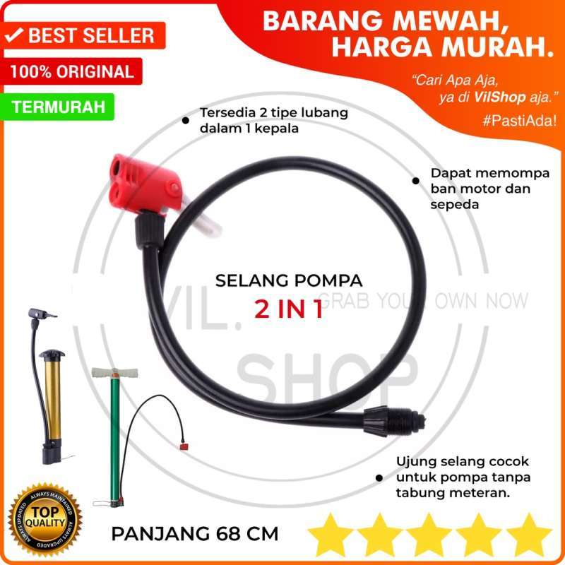 Jual Selang Pompa Sepeda / Motor 2 In 1 Hitam Untuk Pompa Tanpa Tabung ...