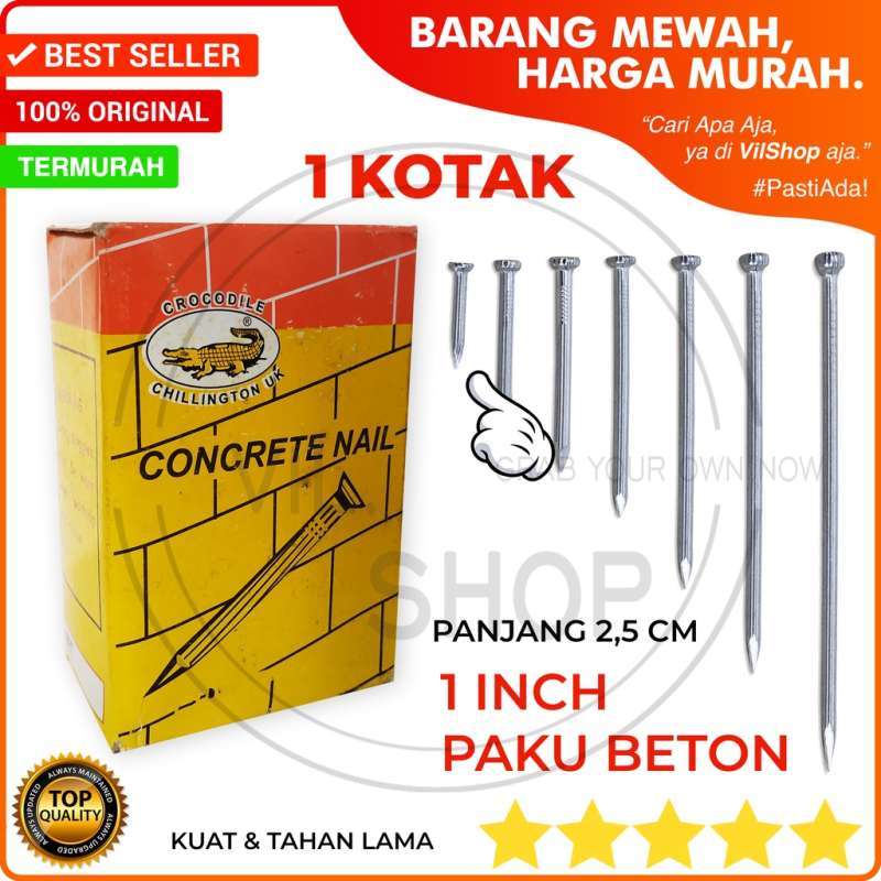 Jual Paku Tembok Beton 1 Inch 1 Kotak / Paku Dinding Putih 1 Inci 2,5 Cm Concrete Nail 1 2.5 Cm ...