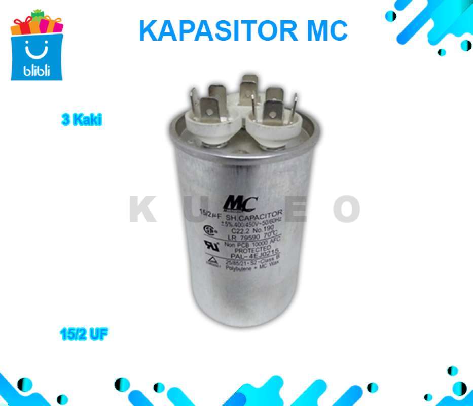 Jual Capasitor MC 15+2 uf - KAPASITOR AC MC 15+2UF - kapasitor mc 3Kaki di Seller KULEO ...