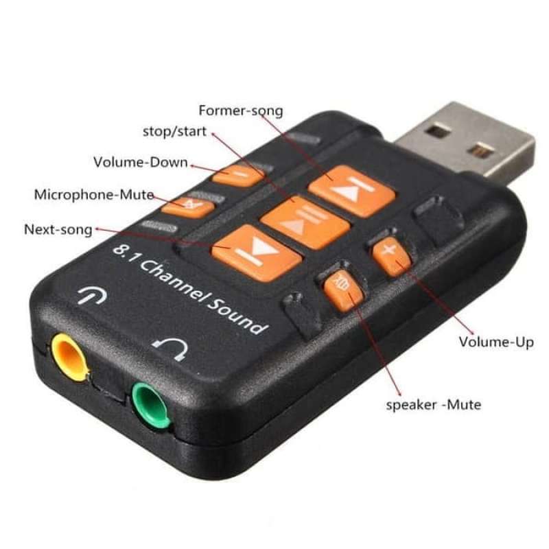 Promo Sound Card USB Adapter 8.1 Channel 3D Audio Microphone Headset 3 ...