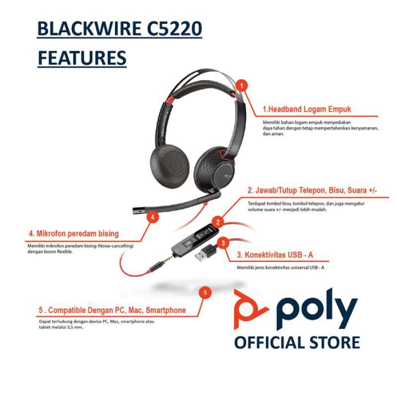 Jual Poly Blackwire C5220 Headset Usb-a Stereo Di Seller Gamma Store ...