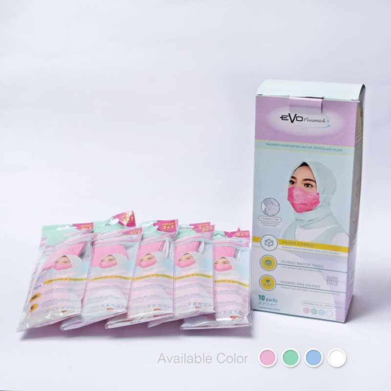 Promo [last Chance] - Evo Plusmed Masker Hijab [10 Packs / 3+1 Pcs ...