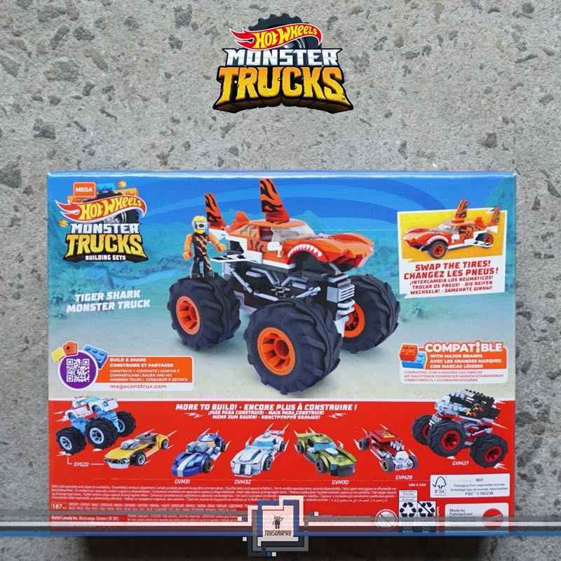 Jual Hot Wheels Monster Trucks Mega Tiger Shark Building Sets Jam ...