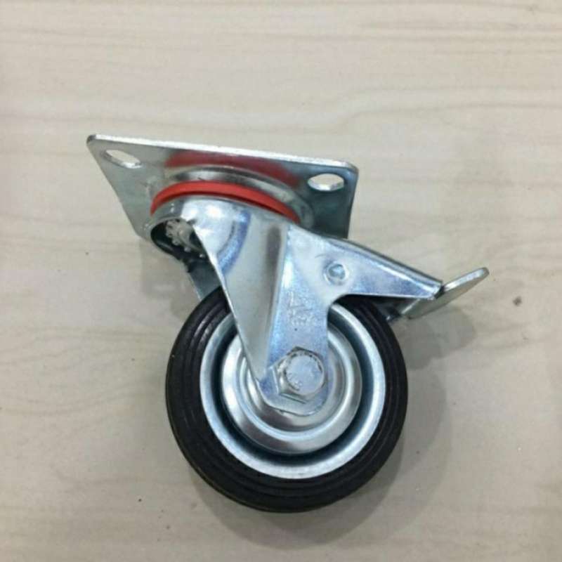 Promo roda karet 4 inch dengan rem isi 4 pcs Diskon 23% di Seller ...