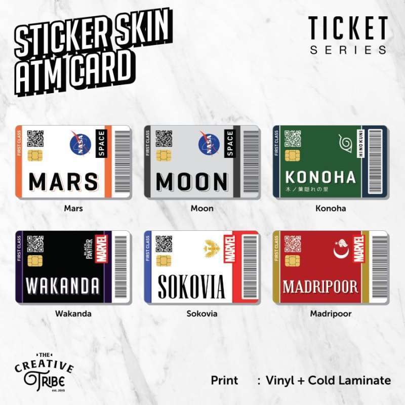 Jual Sticker Skin ATM Card Ticket - Vinyl Debit Credit Boarding Pass ...