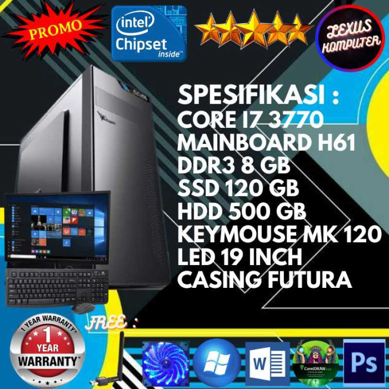 Promo KOMPUTER PC RAKITAN KANTOR CORE I7 3770 RAM 8 GB PAKET LED 19 ...