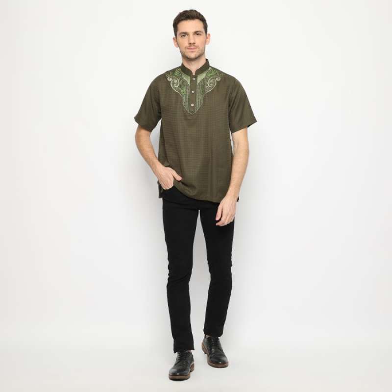 Promo SHOHIB BAJU KOKO LENGAN PENDEK BORDIR DHAFI Diskon 23% di Seller ...
