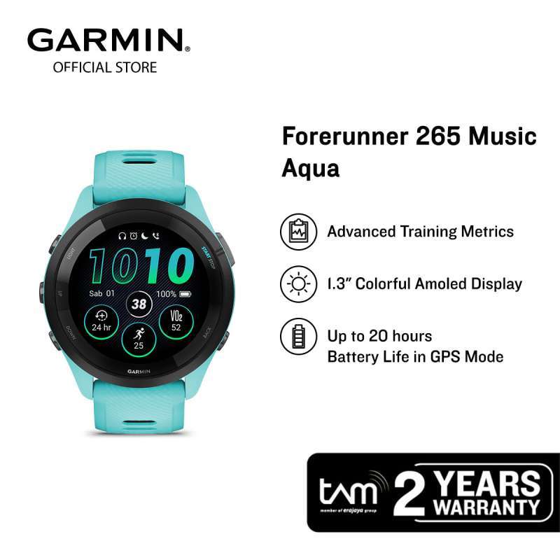 Jual Garmin Forerunner 265 Music - Aqua Di Seller Garmin Official Store ...