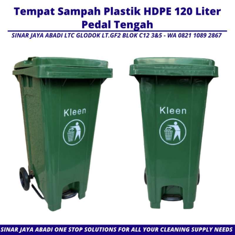 Promo Tempat Sampah Plastik 120 Liter Roda Pedal Plastic Dust Bin Wheel Tong Diskon 33% di ...