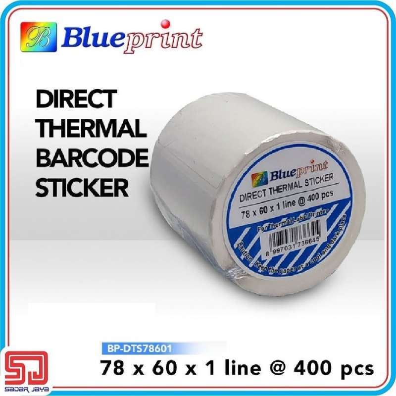 Jual Direct Thermal Sticker Label 78 x 60mm Blueprint Label Barcode di Seller Sadar Jaya ...
