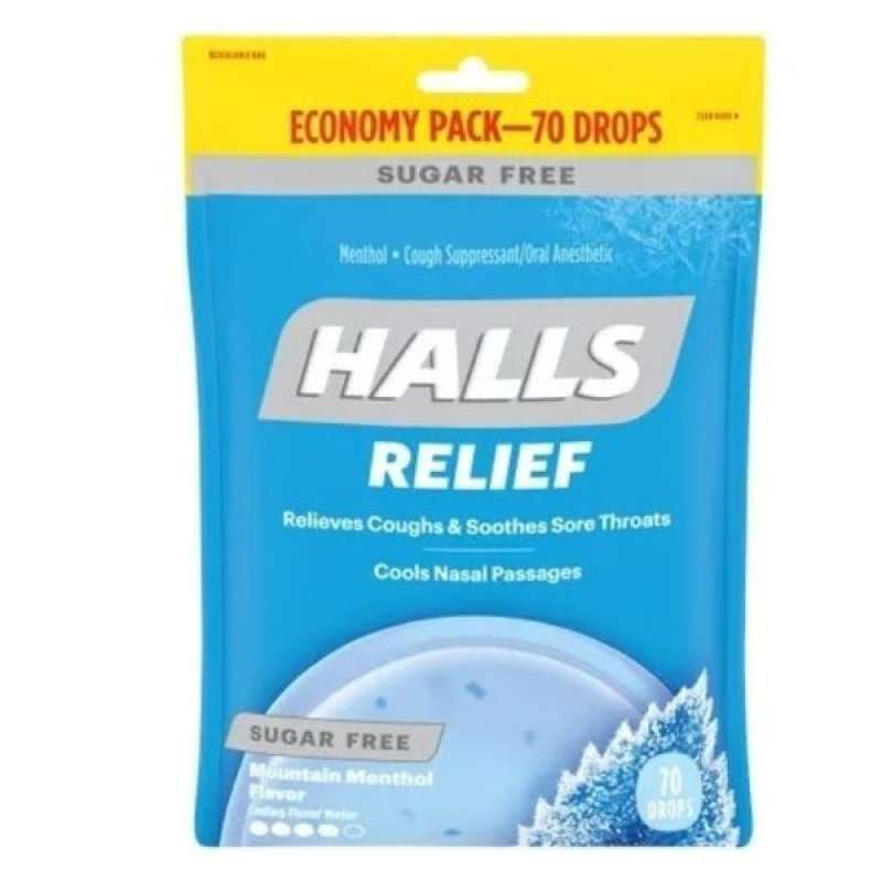Jual Halls Sugar Free Menthol Permen Batuk Pilek Tenggorokan Isi 70 di ...