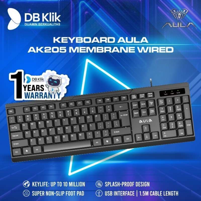 Promo Keyboard Gaming Aula AK205 Membrane Wired - AULA AK205 Wired Keyboard Diskon 3% di Seller ...