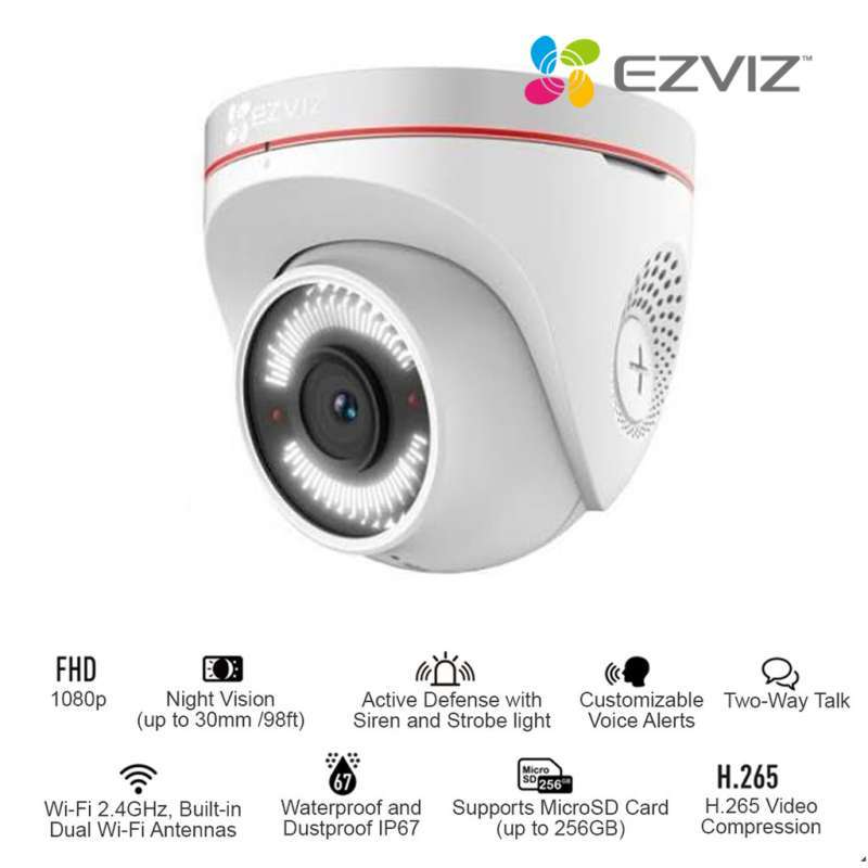Jual EZVIZ C4W 1080P 2MP Outdoor Smart IP Camera CCTV Active Defense ...