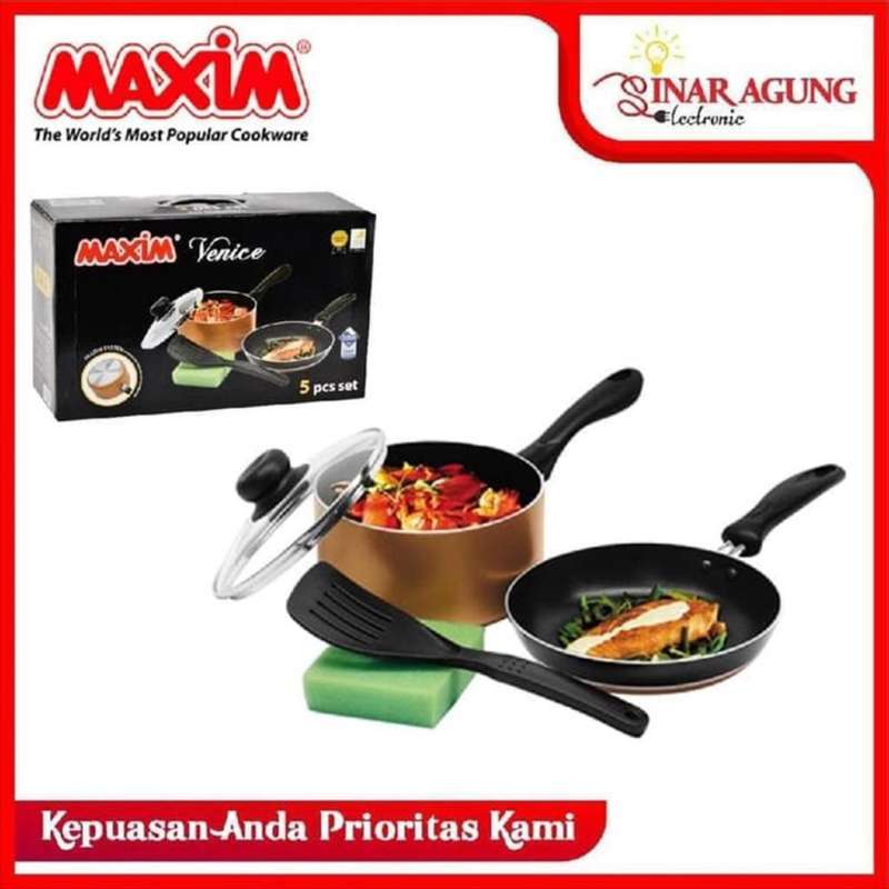 Promo MAXIM Set Alat Masak Venice 5 Set Teflon [ 5pcs] Diskon 8% di ...