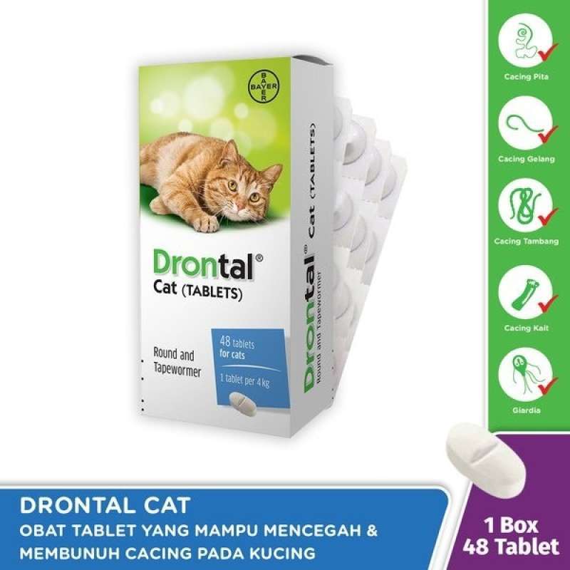Promo Drontal CAT BAYER Obat Cacing Kucing 1BOX ( 48 tablet ) Diskon 23 ...