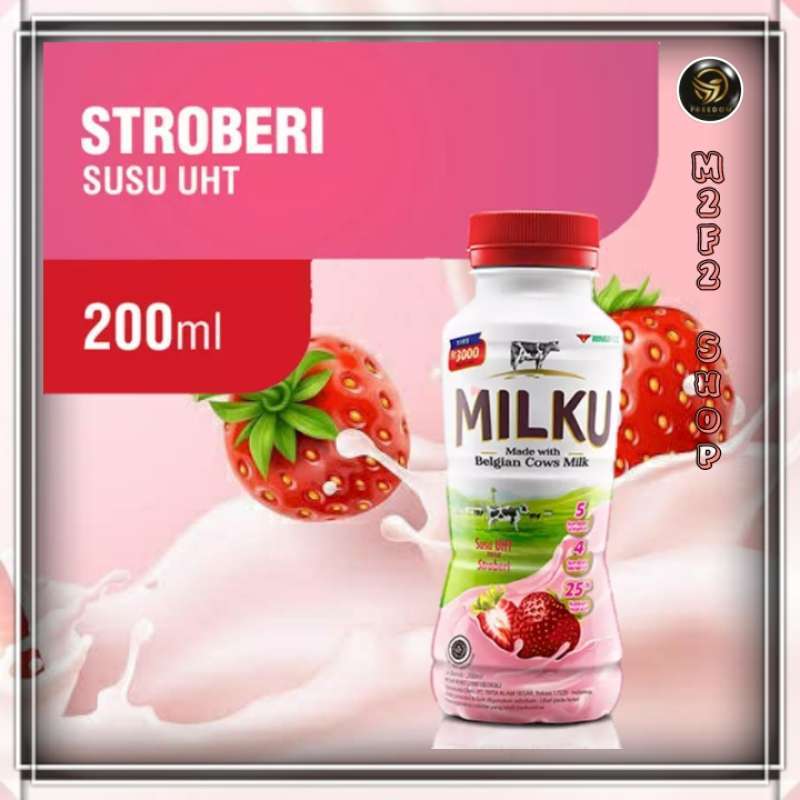 Promo Susu Milku Rasa Stroberi UHT Botol Plastik Pet - 200 ml (Kemasan ...
