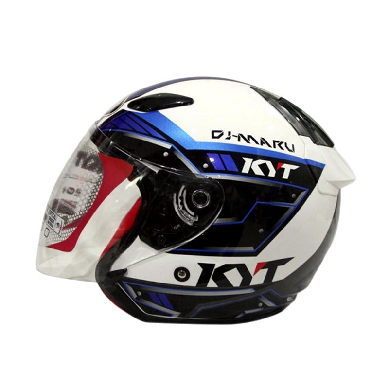 Jual KYT #9 DJ Maru Helm Motor Half Face - White Blue di Seller ...