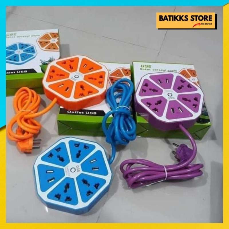 Promo Stop Kontak USB Hexagon Socket + 4 USB Colokan Listrik Smart Power Diskon 13% di Seller ...
