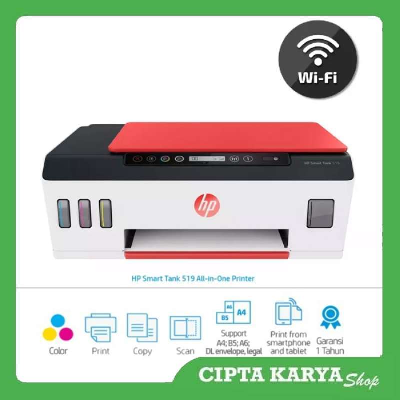 Jual Hp Smart Tank 519 All In One Printer (print, Scan, Copy, Wireless ...