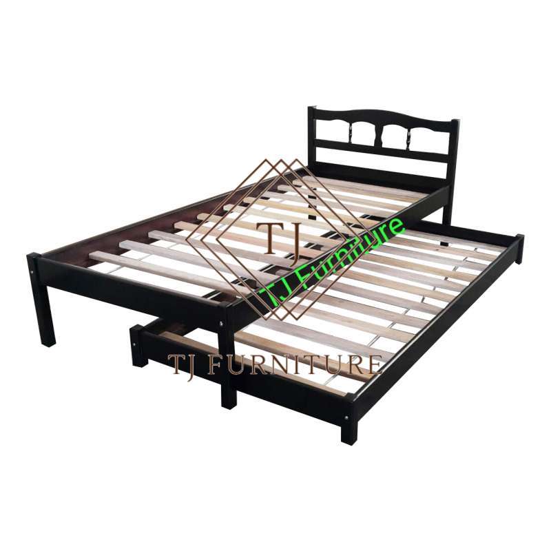 Jual Single Bed + Bed sorong / Ranjang kayu no.4 Ukuran 90x200cm ...