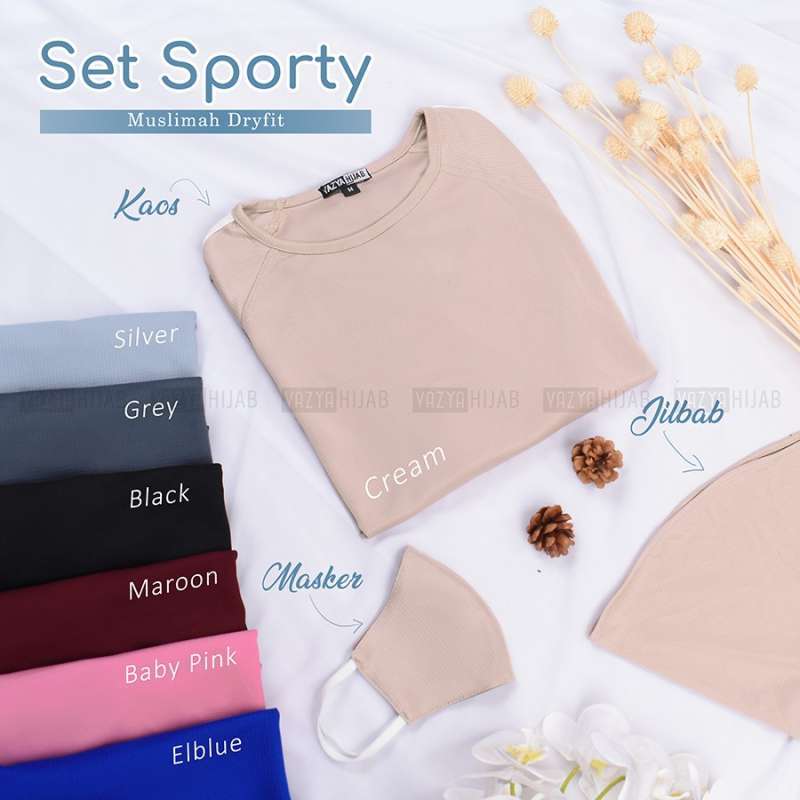Promo Annaila Hijab Fashion One Set Sporty Muslimah Dryfit Free Masker ...