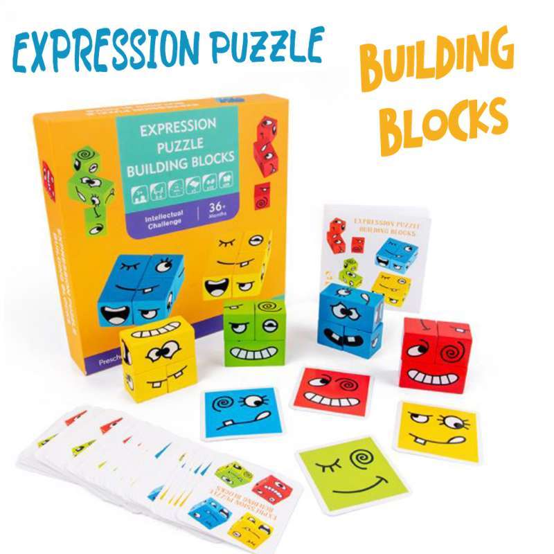 Jual MAINAN ANAK EXPRESSION PUZZLE BUILDING BLOCKS BALOK EKSPRESI WAJAH ...