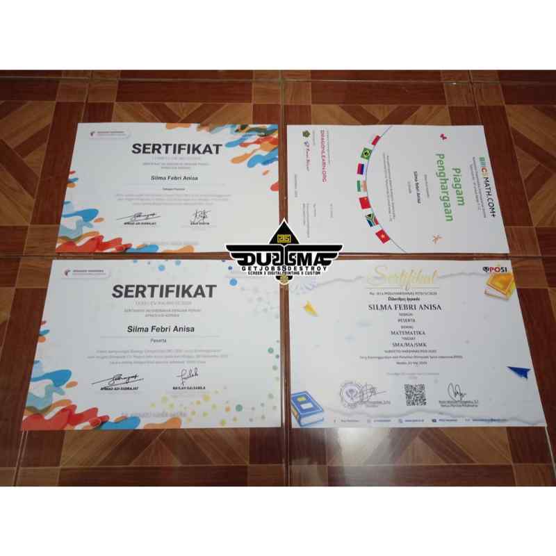 Jual Cetak Sertifikat / Cetak Piagam A4 Di Seller Duma.inc - Pengkol ...