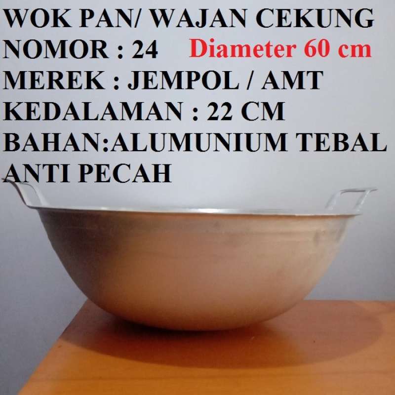 Promo Wok pan super besar 60 cm merek jempol no 24 Wajan cekung tebal ...