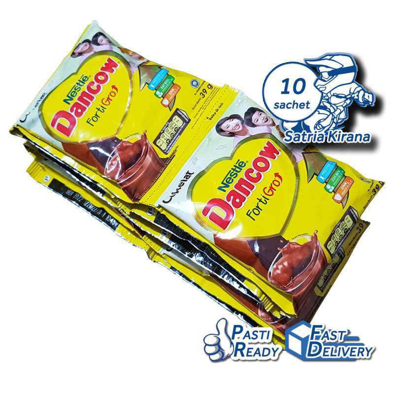 Jual Dancow FortiGro Susu Bubuk Instan Cokelat [39 gr x 10 sachet | 1 ...