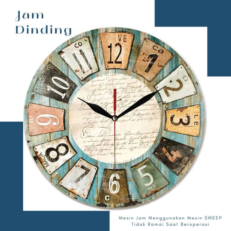 Jual Jam Dinding Kayu Tema Surat Vintage Klasik Classic Warna Dasar ...