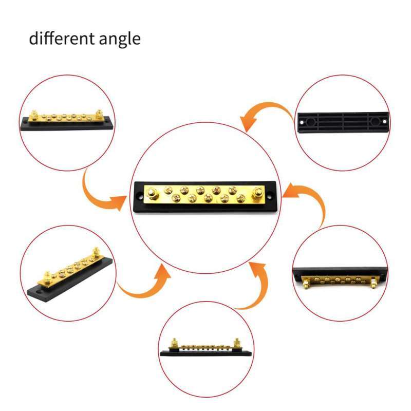 Jual 2 Stud Brass Circuit Terminal Block Bus Bar Marine 150A DC 48V ...