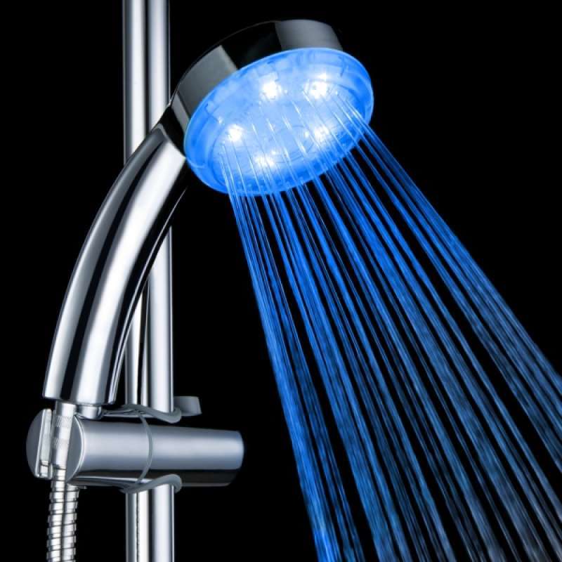 Promo Water-Saving Temperature Sensor Blue LED Shower Head Hand Held ...